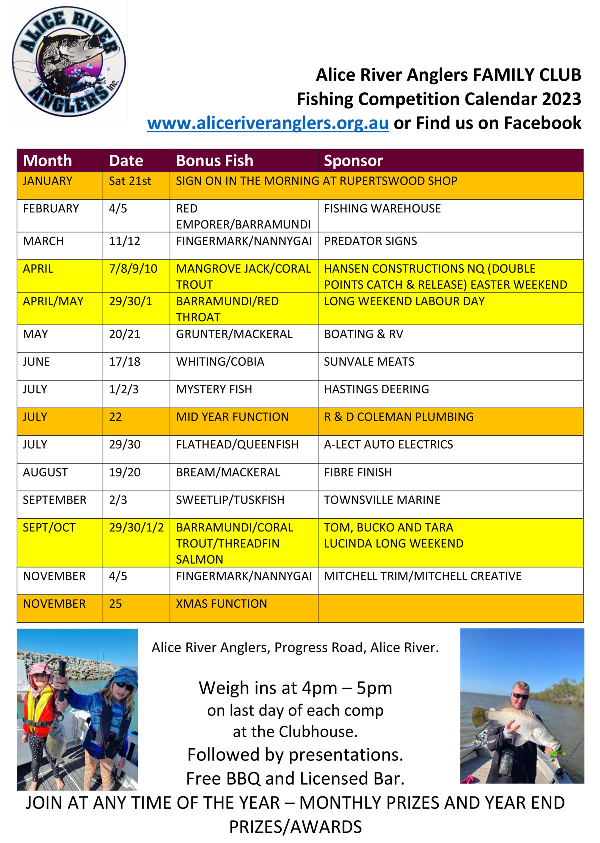 2023 Calendar – Alice River Anglers