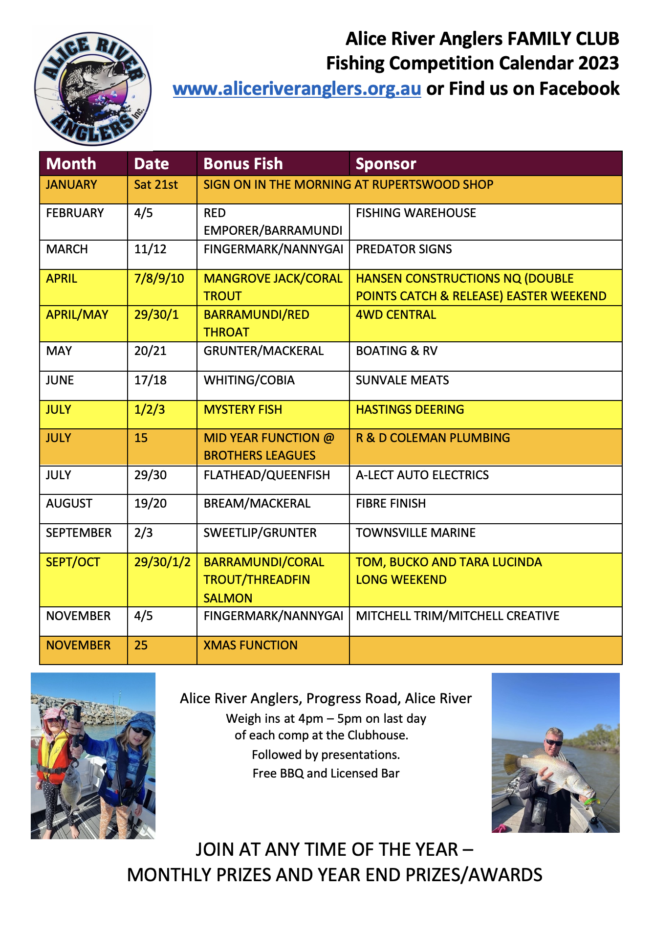 2023 Calendar | Alice River Anglers